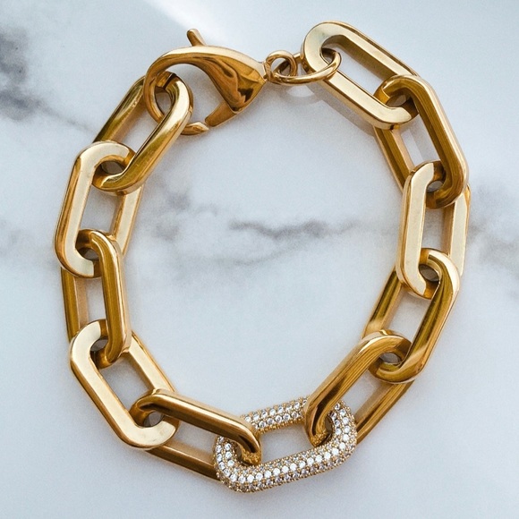 Honey + Lo | Jewelry | Tarnish Free Chunky Oversized Chain Bracelet ...